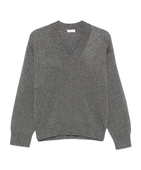 Brunello Cucinelli Long-sleeved Knit Top - Gray