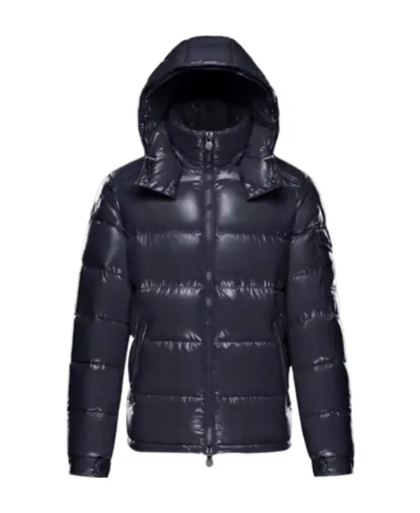 Moncler Logo Hooded Down Jacket - Blue