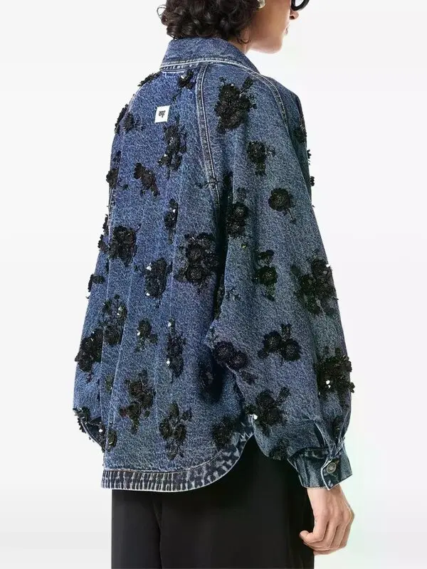 DHRUV KAPOOR Floral-applique Oversized Denim Jacket