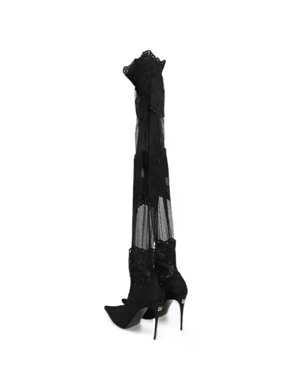 Dolce & Gabbana Lace-panelled Mesh Over-the-knee Boots