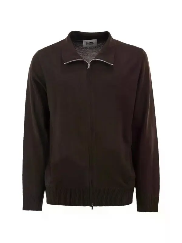 Alpha Studio Merino Wool Zip-up Cardigan