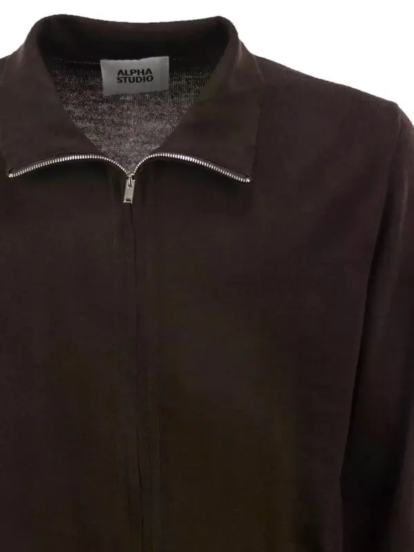 Alpha Studio Merino Wool Zip-up Cardigan