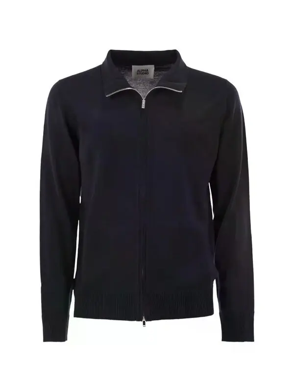 Alpha Studio Merino Wool Zip-up Cardigan