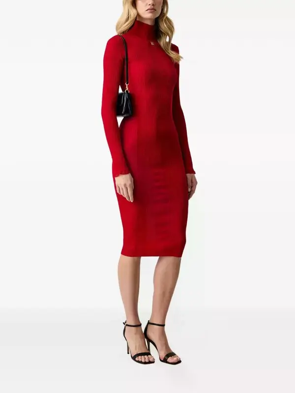 Elisabetta Franchi Logo-plaque Ribbed-knit Midi Dress
