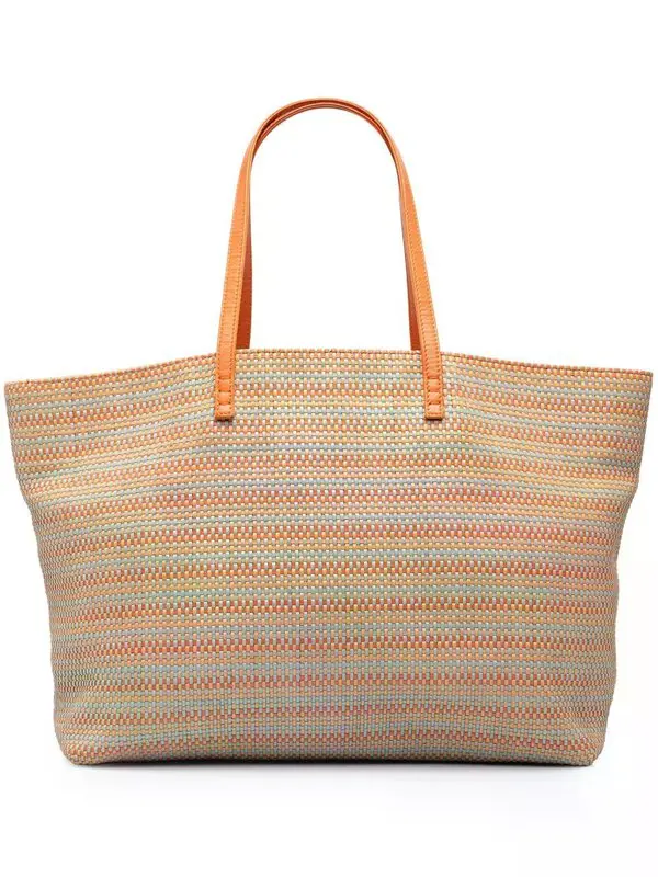 Fendi 20th Century Medium Raffia Roll Tote Bag - Orange