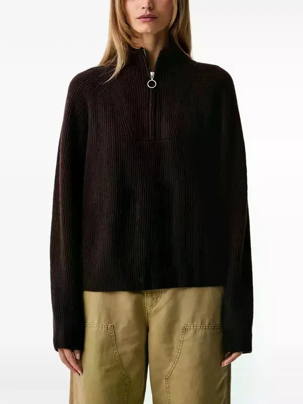 Marc O'polo Ribbed-knit Quarter-zip Wool Sweater
