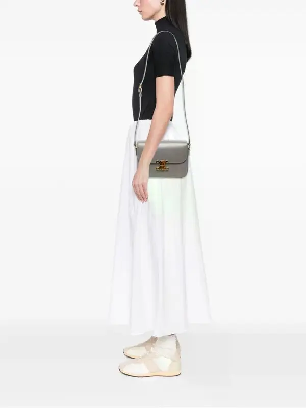 Celine 2025 Classique Shiny Calfskin Triomphe Crossbody Bag