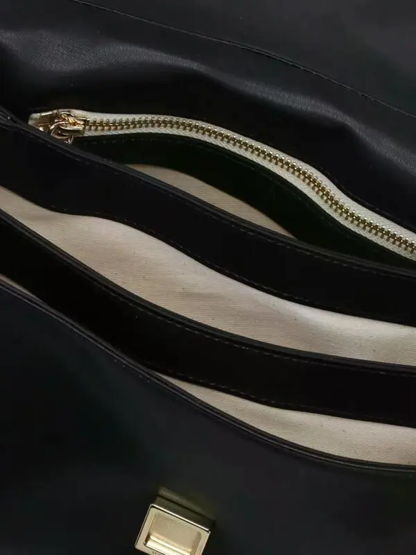 THEMOIRE Foldover-top Buckle-strap Shoulder Bag - Black