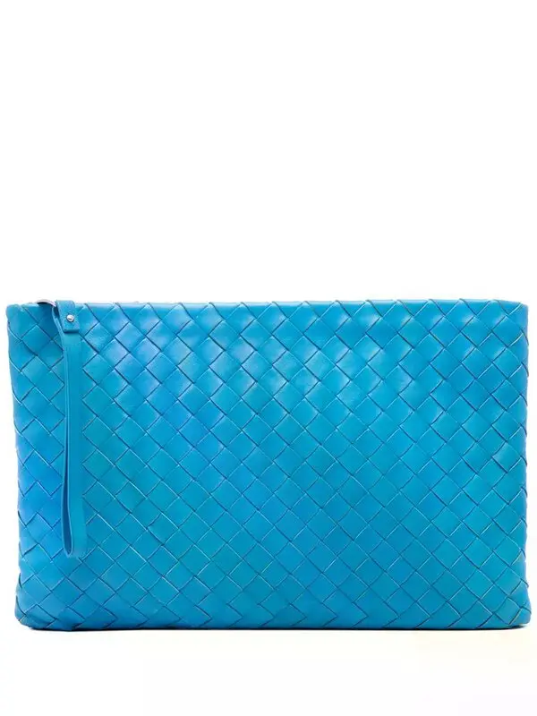 Bottega Veneta 2012-2026 Nappa Intrecciato Wristlet Clutch Bag - Blue