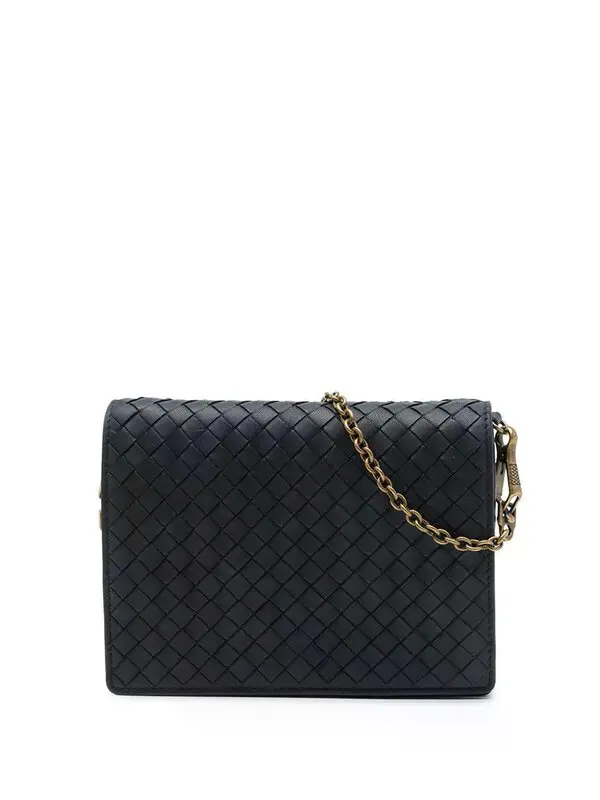 Bottega Veneta 2012-2026 Nappa Intrecciato Wallet On Chain Crossbody Bag - Black