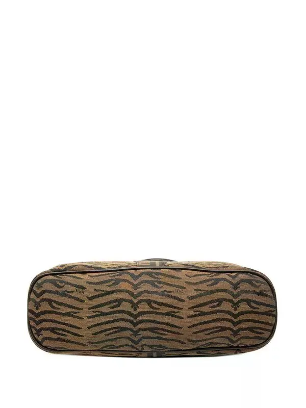 Fendi 2000-2010 Zucca Zebra Print Canvas Diavolo Trapezio Tote Bag