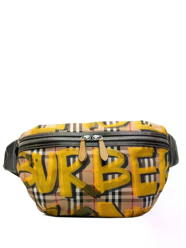 Burberry 2024 Large House Check Canvas Graffiti Sony Belt Bag