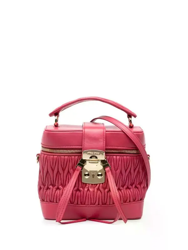 Miu Miu 2010-2026 Matelasse Nappa Top Handle Vanity Case Satchel - Pink