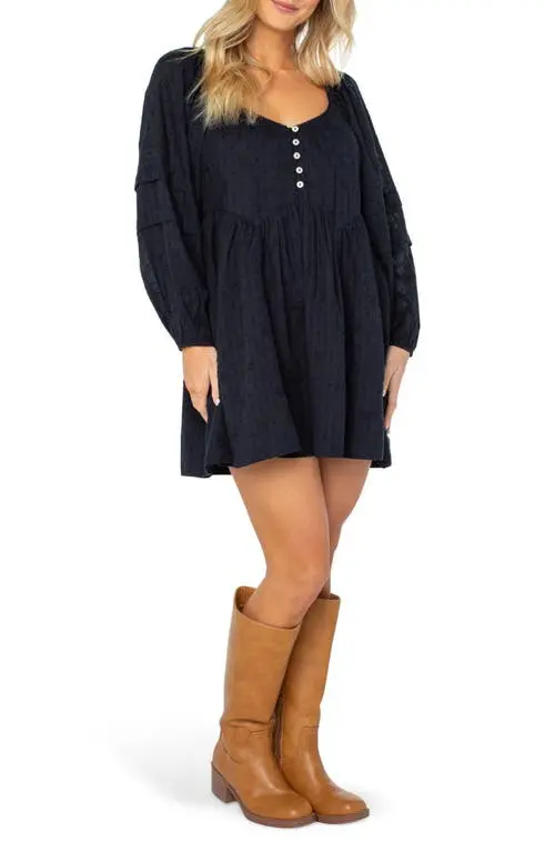 Roxy Moon Tide Eyelet Cotton Minidress - Anthracite