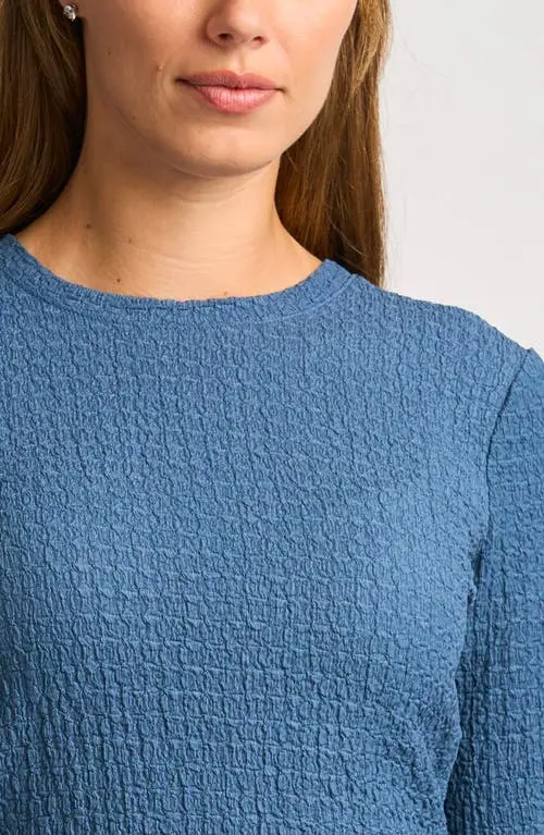 Halogen Textured Long Sleeve Knit Top - Blue Fusion