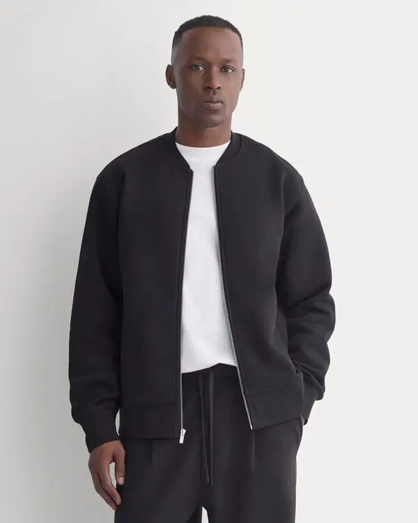 Everlane Luxe Fleece Zip Crew Cardigan - Black