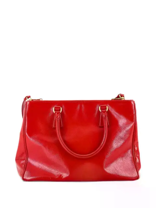 Prada Double Zip Lux Tote Vernice Saffiano Leather Medium Satchel - Red