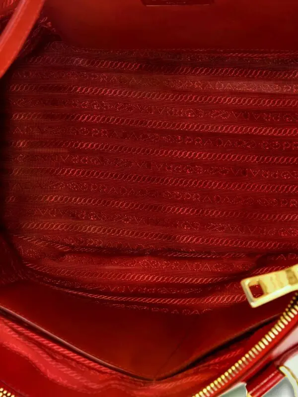 Prada Double Zip Lux Tote Vernice Saffiano Leather Medium Satchel