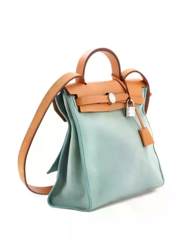 Hermès Herbag Zip Leather And Toile 31 Shoulder Bag - Blue