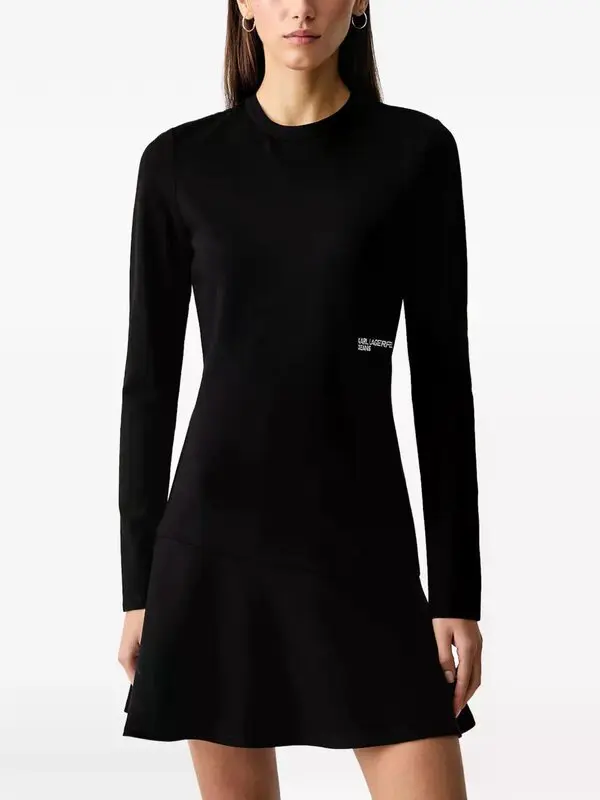 Karl Lagerfeld Logo-embroidered Flared Mini Dress - Black