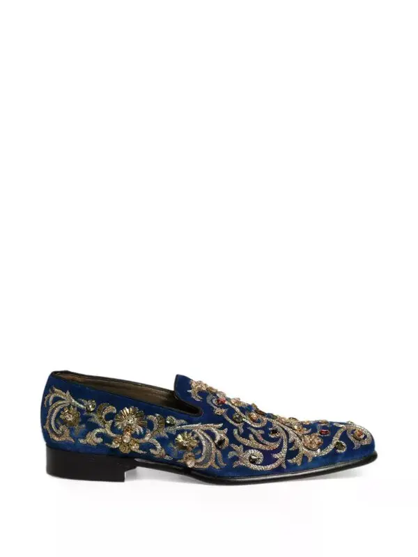 Dolce & Gabbana Embellished Velvet-texture Loafers