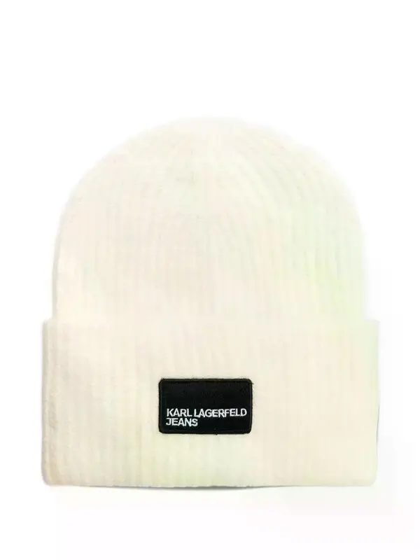Karl Lagerfeld Logo-patch Ribbed-knit Beanie Hat