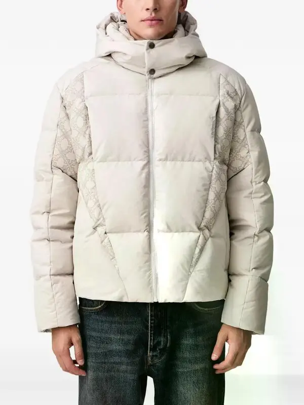 Off-White Logo-pattern Hooded Puffer Jacket