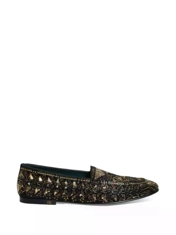 Dolce & Gabbana Sequin-embellished Bead-embellished Loafers