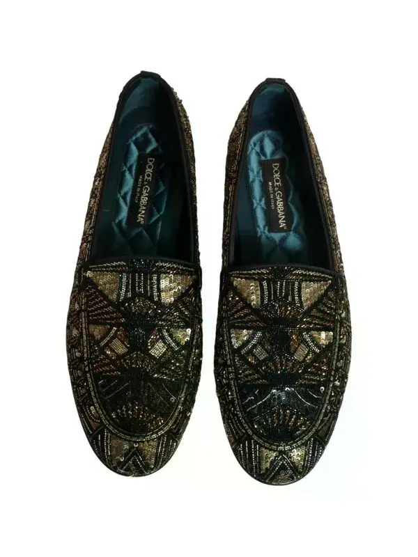 Dolce & Gabbana Sequin-embellished Bead-embellished Loafers