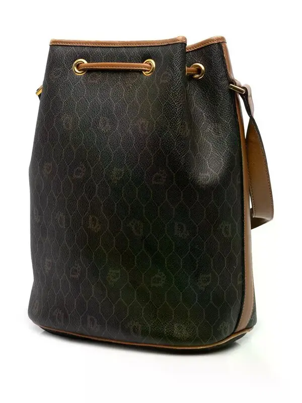 Dior 20th Century Honeycomb Coated Canvas Drawstring Bucket Bag