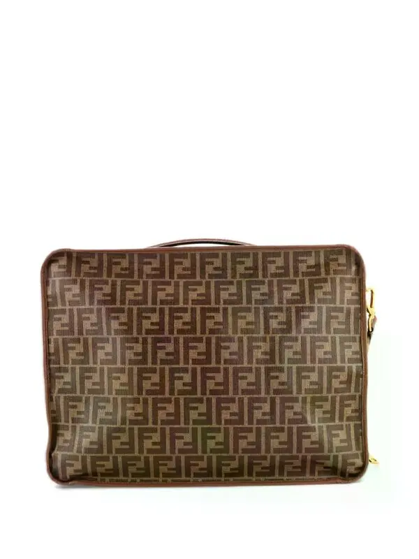 Fendi Zip Around Travel Bag Zucca Coated Canvas Large Satchel
