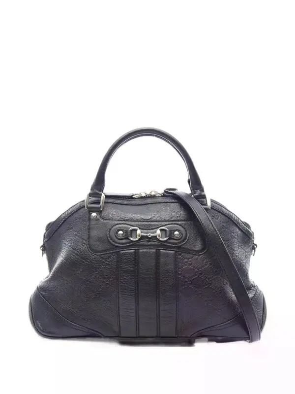 Gucci 2000s Horsebit Guccissima Shoulder Bag - Black