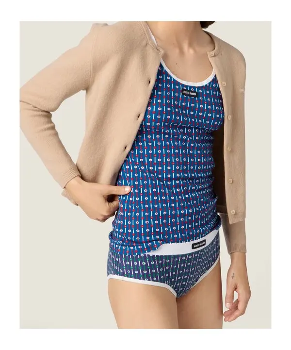 Miu Miu Printed Ribbed Knit Tank Top