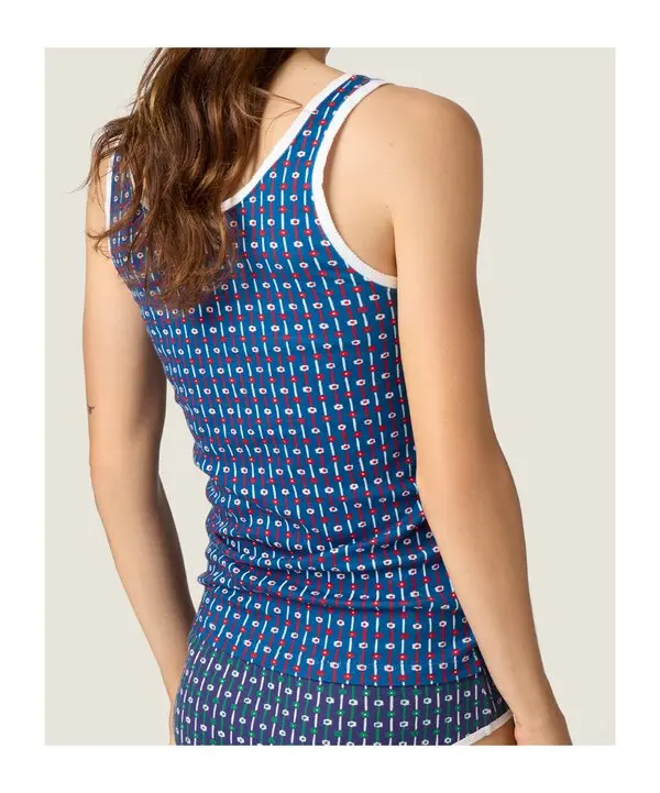 Miu Miu Printed Ribbed Knit Tank Top