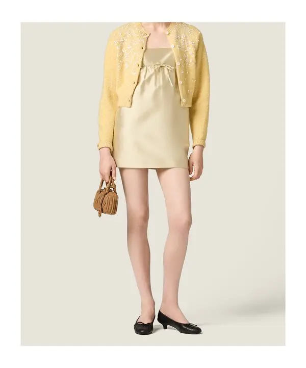 Miu Miu Embroidered Silk And Wool Dress