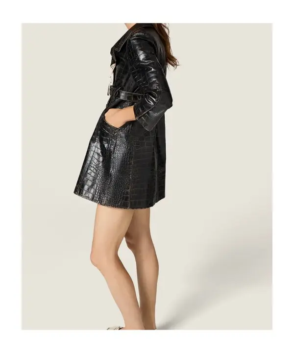 Miu Miu Croco-embossed Leather Coat