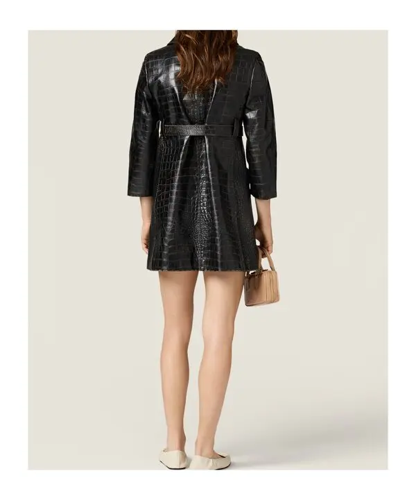 Miu Miu Croco-embossed Leather Coat
