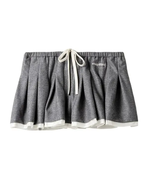 Miu Miu Pleated Flannel Skirt - Gray