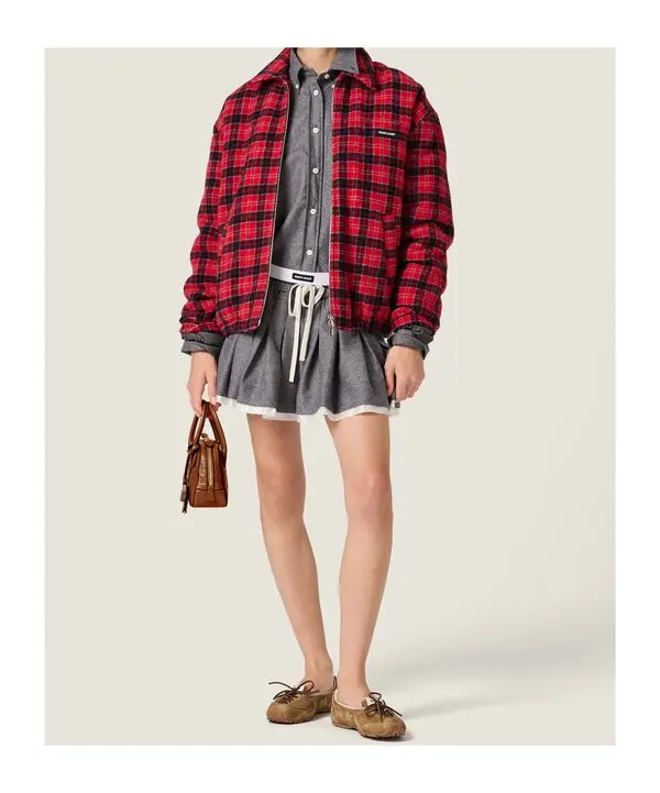 Miu Miu Pleated Flannel Skirt