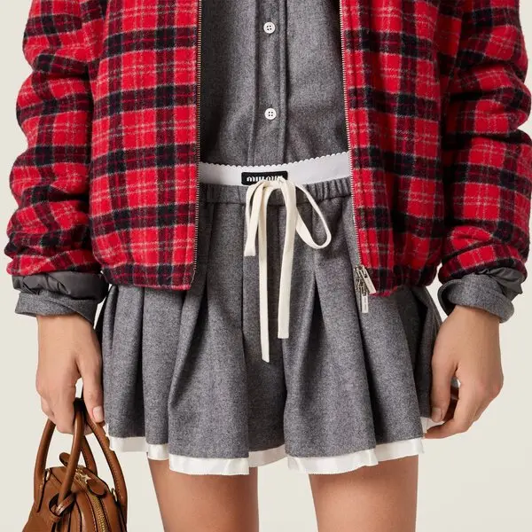 Miu Miu Pleated Flannel Skirt