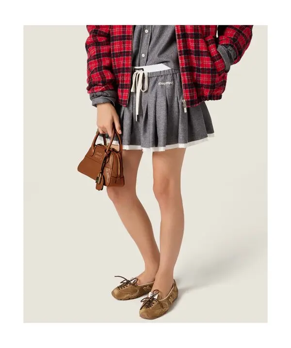 Miu Miu Pleated Flannel Skirt
