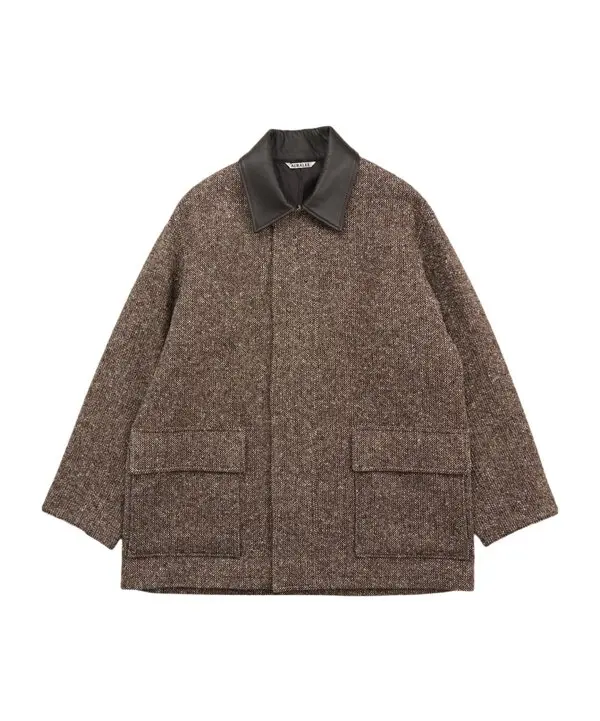 Auralee Tweed Zip-up Casual Jacket