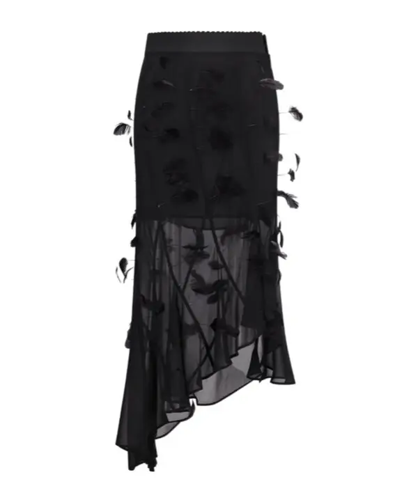 Attico Asymmetrical-hem Midi Skirt - Black