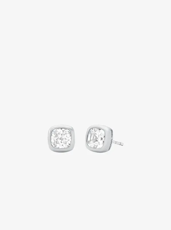 Michael Kors Cushion Cut Cubic Zirconia Stud Earrings In By - Silver
