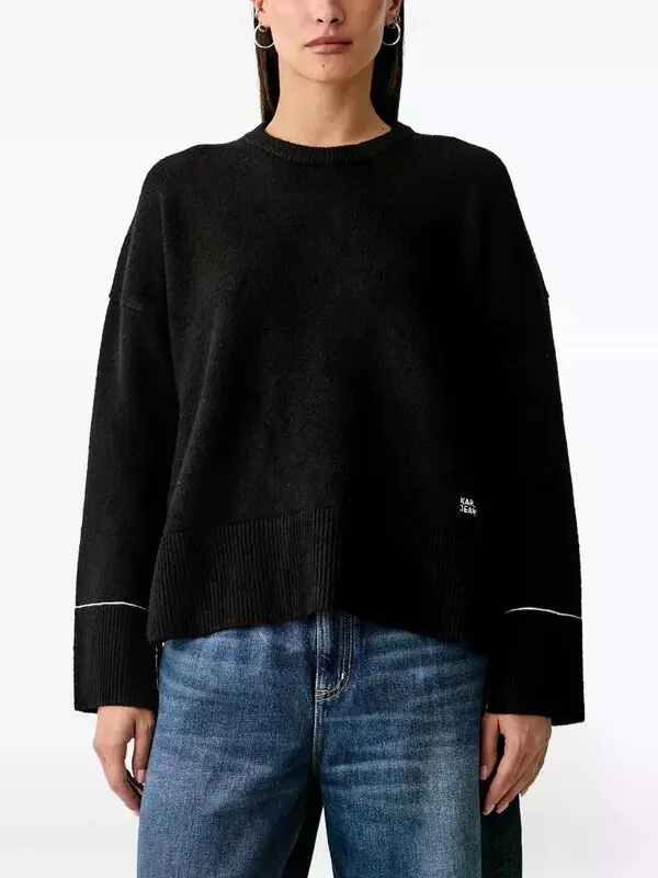 Karl Lagerfeld Contrast-trim Logo-embroidered Sweater