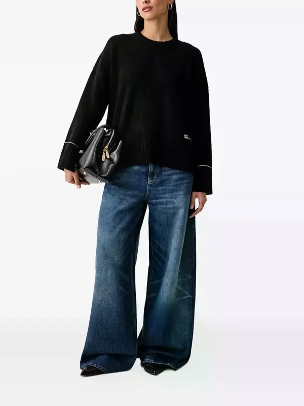 Karl Lagerfeld Contrast-trim Logo-embroidered Sweater