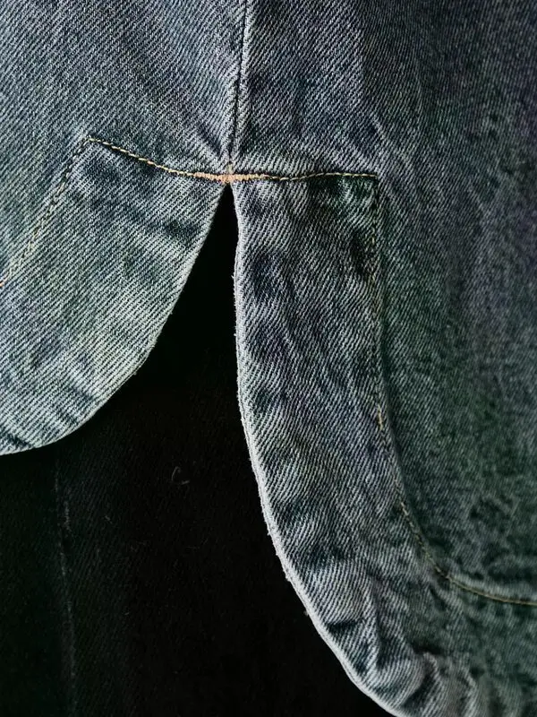 Karl Lagerfeld Logo-embroidered Acid-wash Denim Shirt