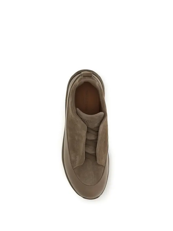 Zegna Triple Stitch™ Monte Leather And Suede Sneakers