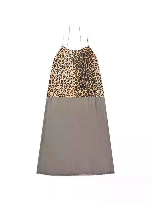 Munthe Variska Leopard-print Lace-trim Slip Midi Dress