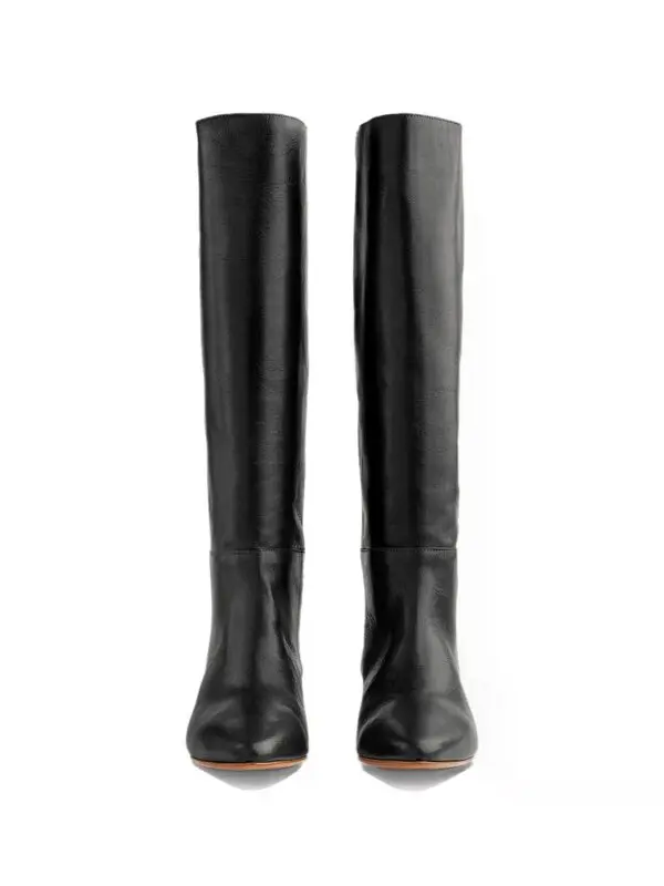 FORTE_FORTE Pointed-toe Leather Knee-high Boots